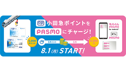 小田急ポイントからPASMOにチャージできるサービス8月1日開始 モバイルPASMO直接チャージは準備中 - ウレぴあ総研